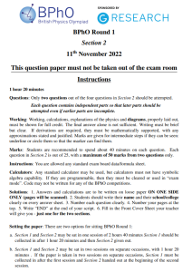 2022年BPHO竞赛 Round 1 Section 2真题 - British Physics Olympiad