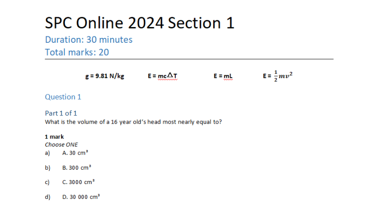 2024年英国高级物理测评SPC online竞赛真题+答案 - British Physics Olympiad